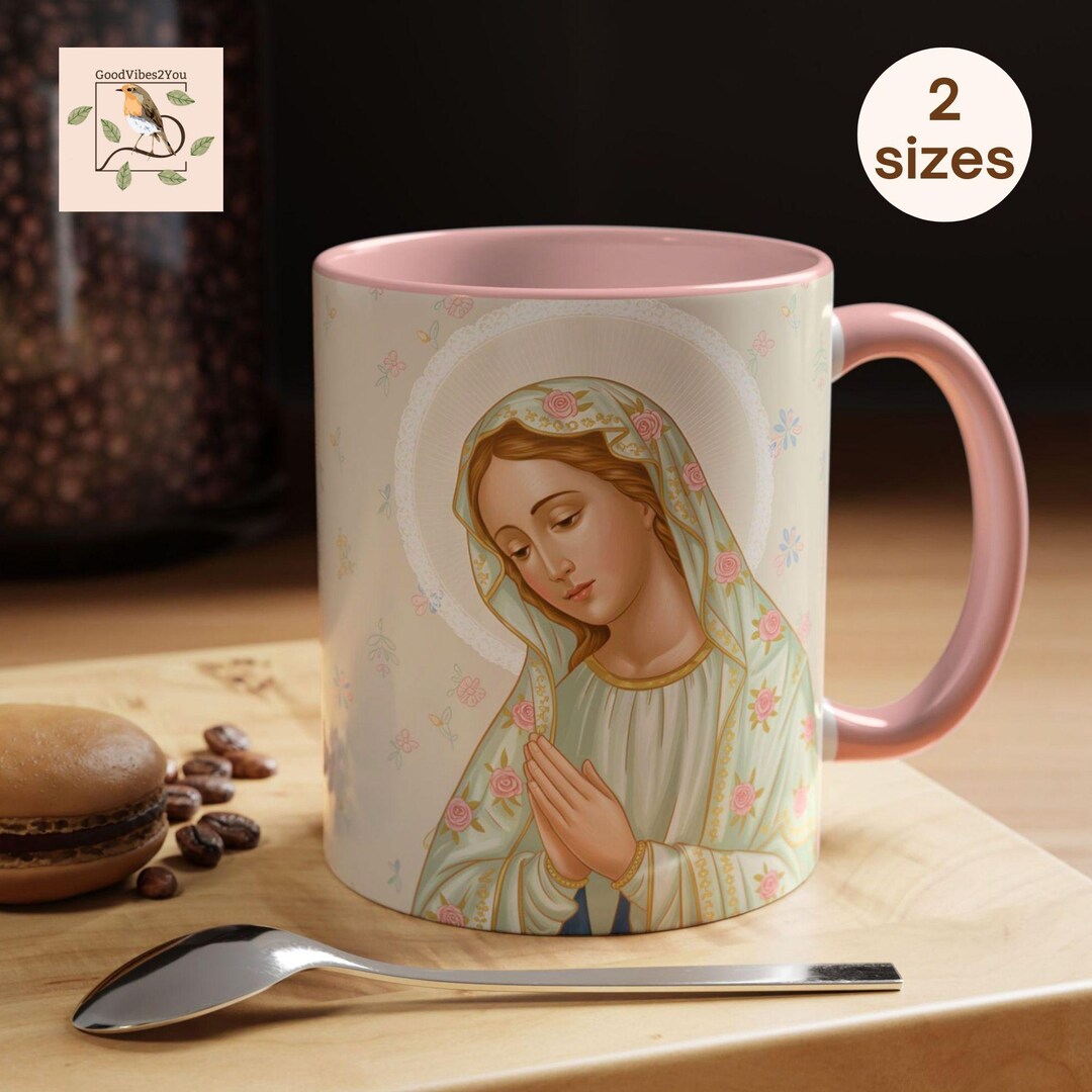 Virgin Mary Mug, Cute Catholic Coffee Mug, Ceramic Latte Cup for ...