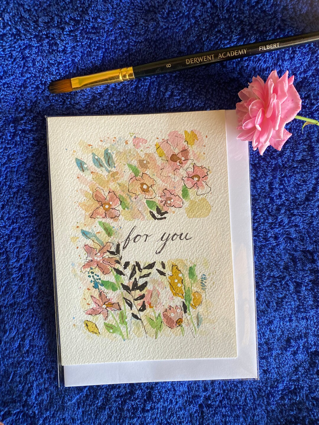Hand Painted Thank You Water Colour Card - Etsy