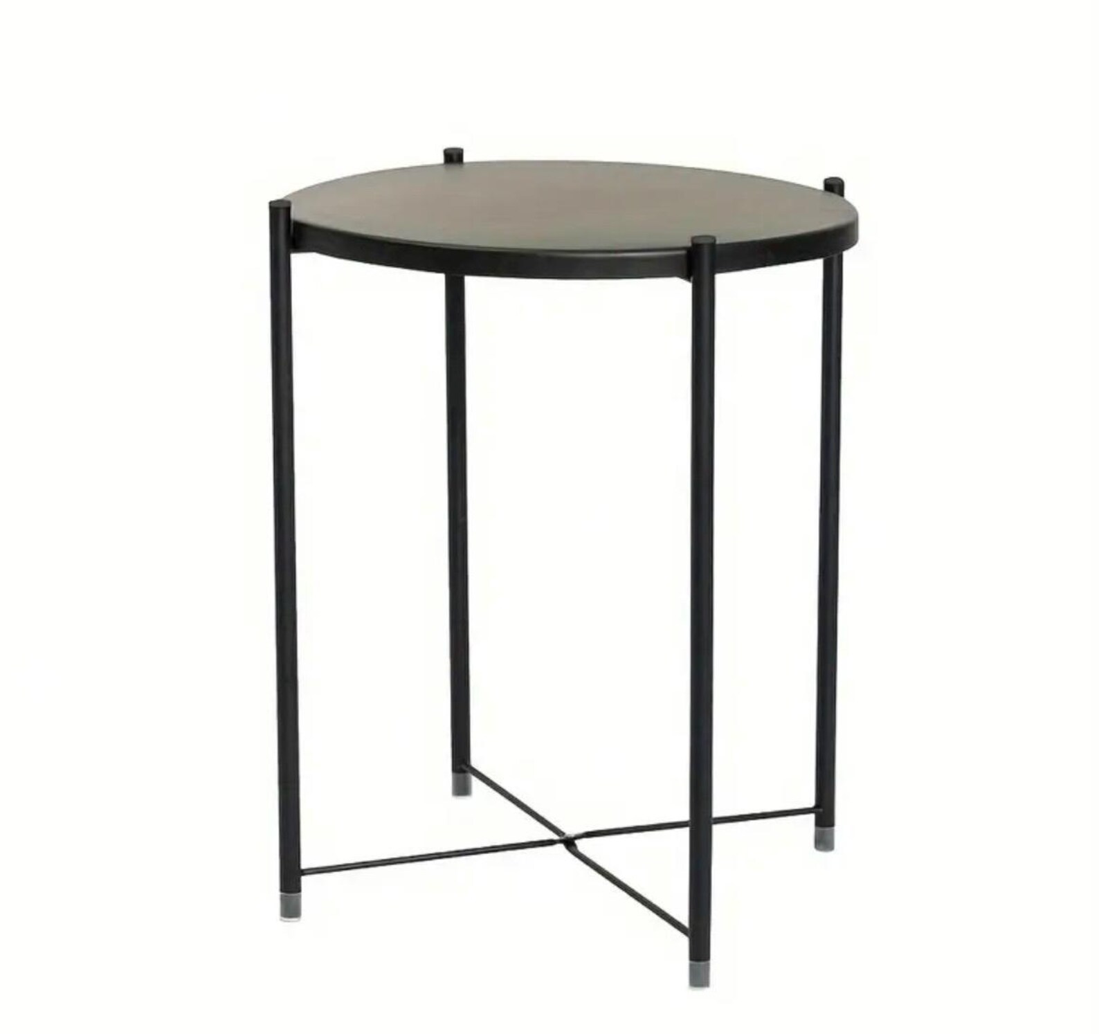 Small Metal Tray Round Side Table, Metal End Table With Removable Tray ...