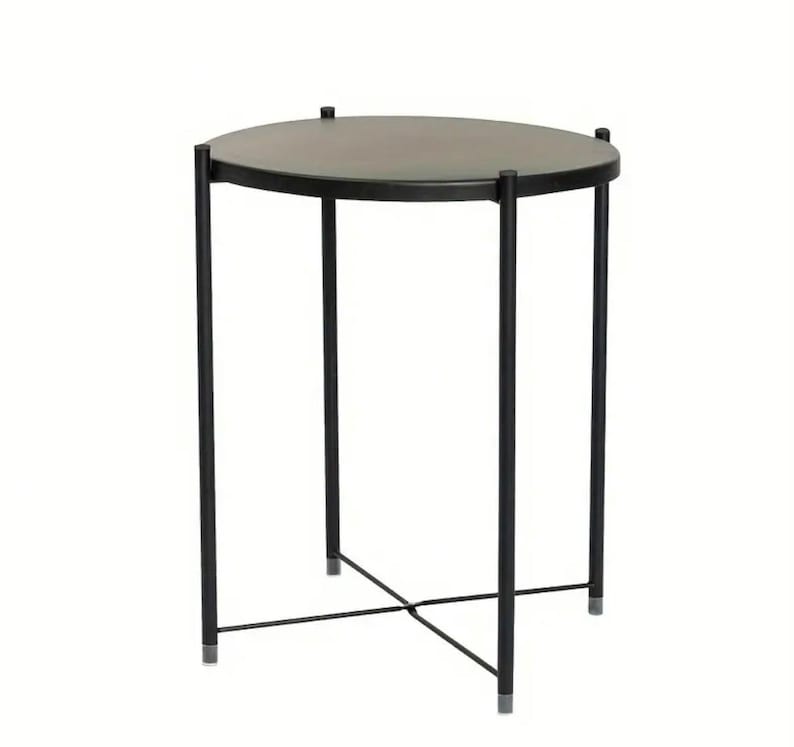 Small Metal Tray Round Side Table, Metal End Table With Removable Tray ...