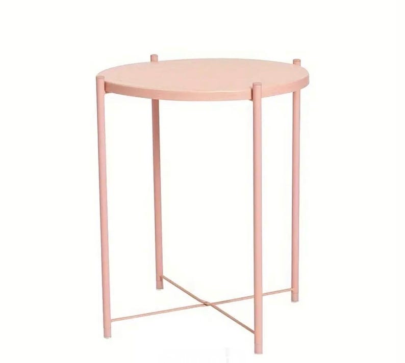 Small Metal Tray Round Side Table, Metal End Table With Removable Tray ...