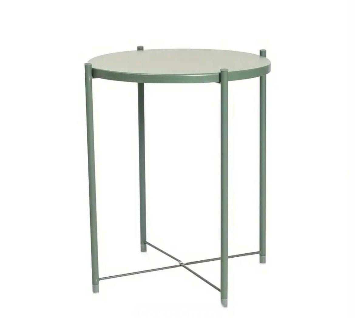 Small Metal Tray Round Side Table, Metal End Table With Removable Tray ...