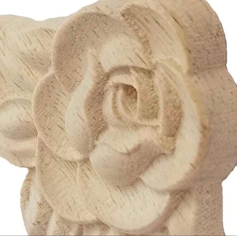 20 Pcs Decorative Wood Rose Flower Carved Appliques Corner Onlay 3.15 X ...