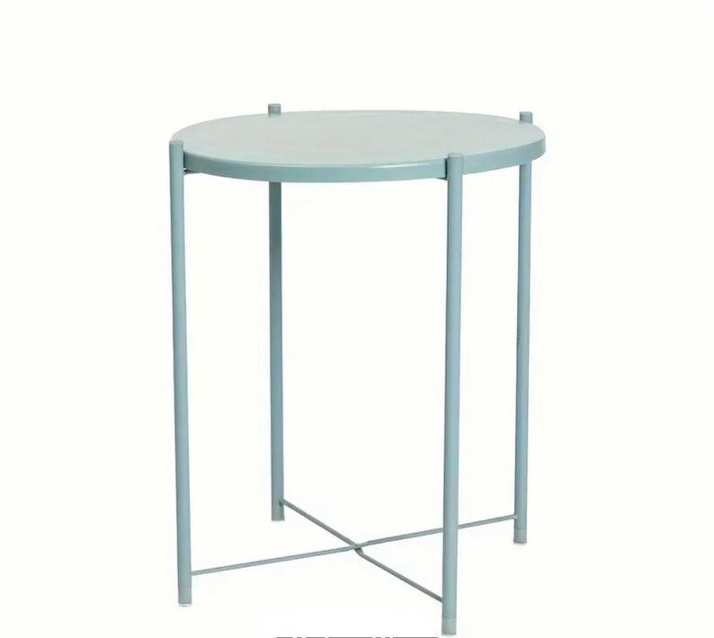 Small Metal Tray Round Side Table, Metal End Table With Removable Tray ...