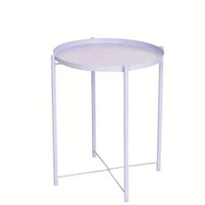 Small Metal Tray Round Side Table, Metal End Table With Removable Tray ...