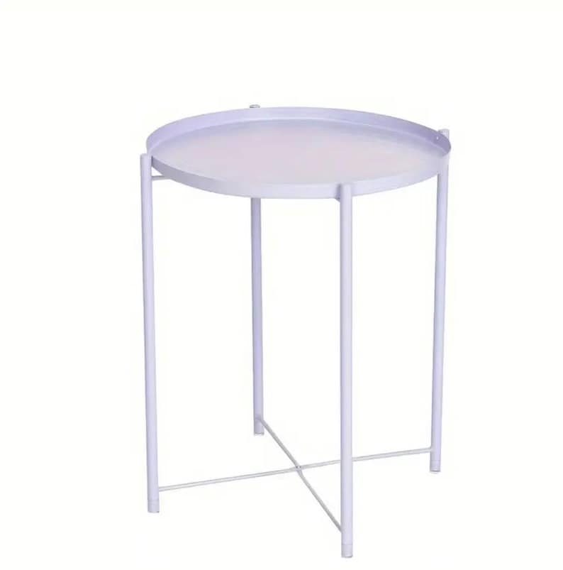 Small Metal Tray Round Side Table, Metal End Table With Removable Tray ...