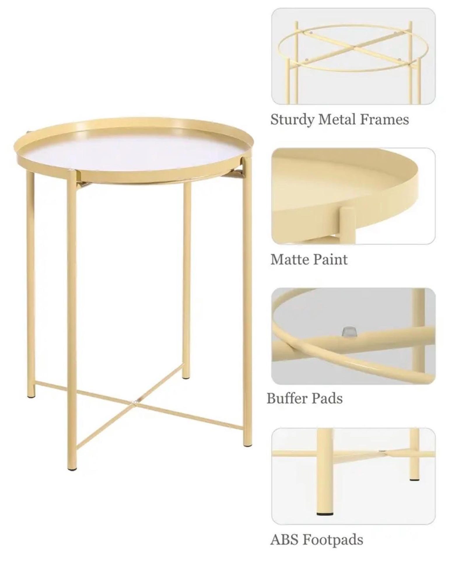 Small Metal Tray Round Side Table, Metal End Table With Removable Tray ...