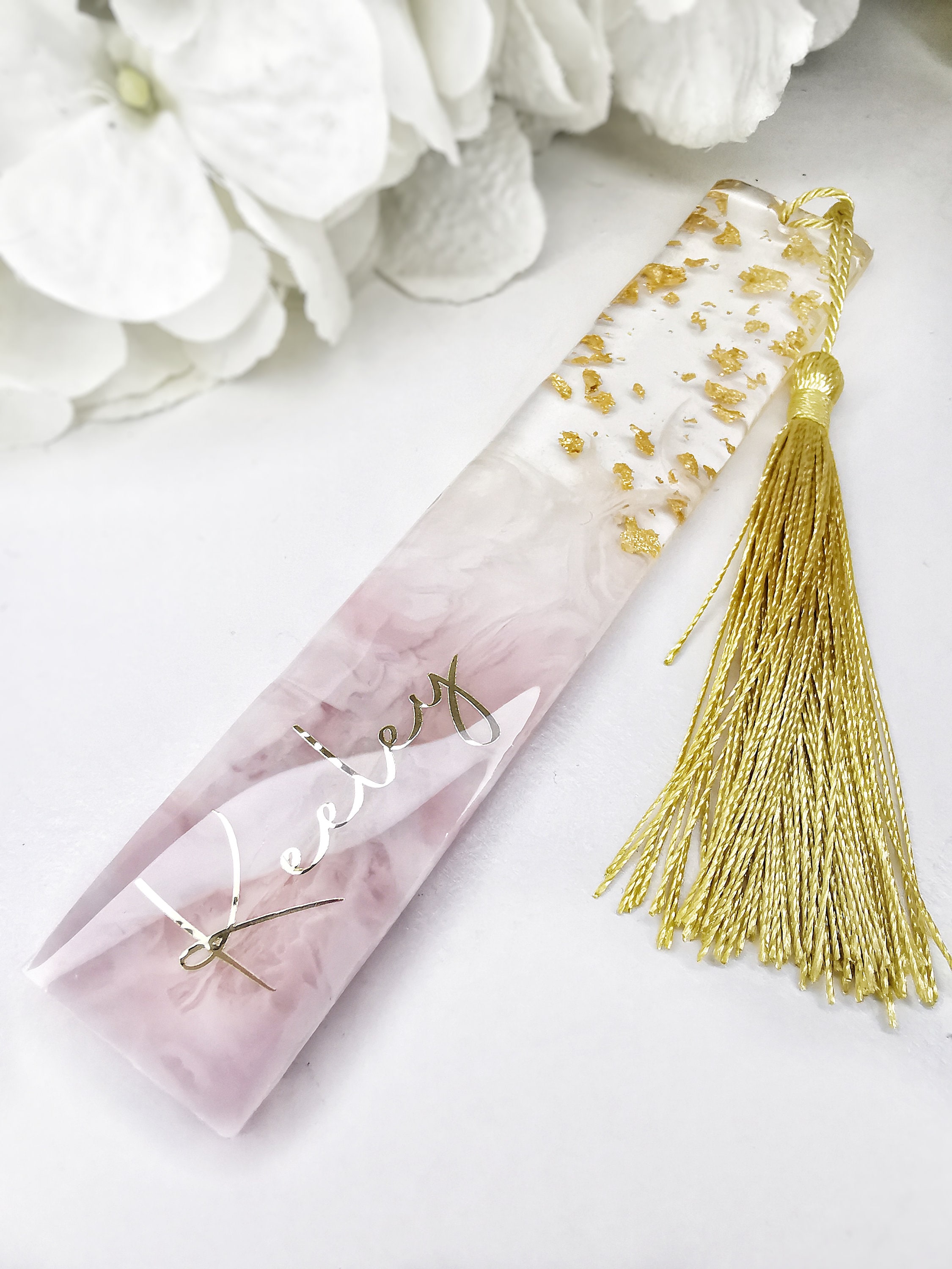 Pink and Gold Fully Customisable Bookmark With Tassel - Etsy