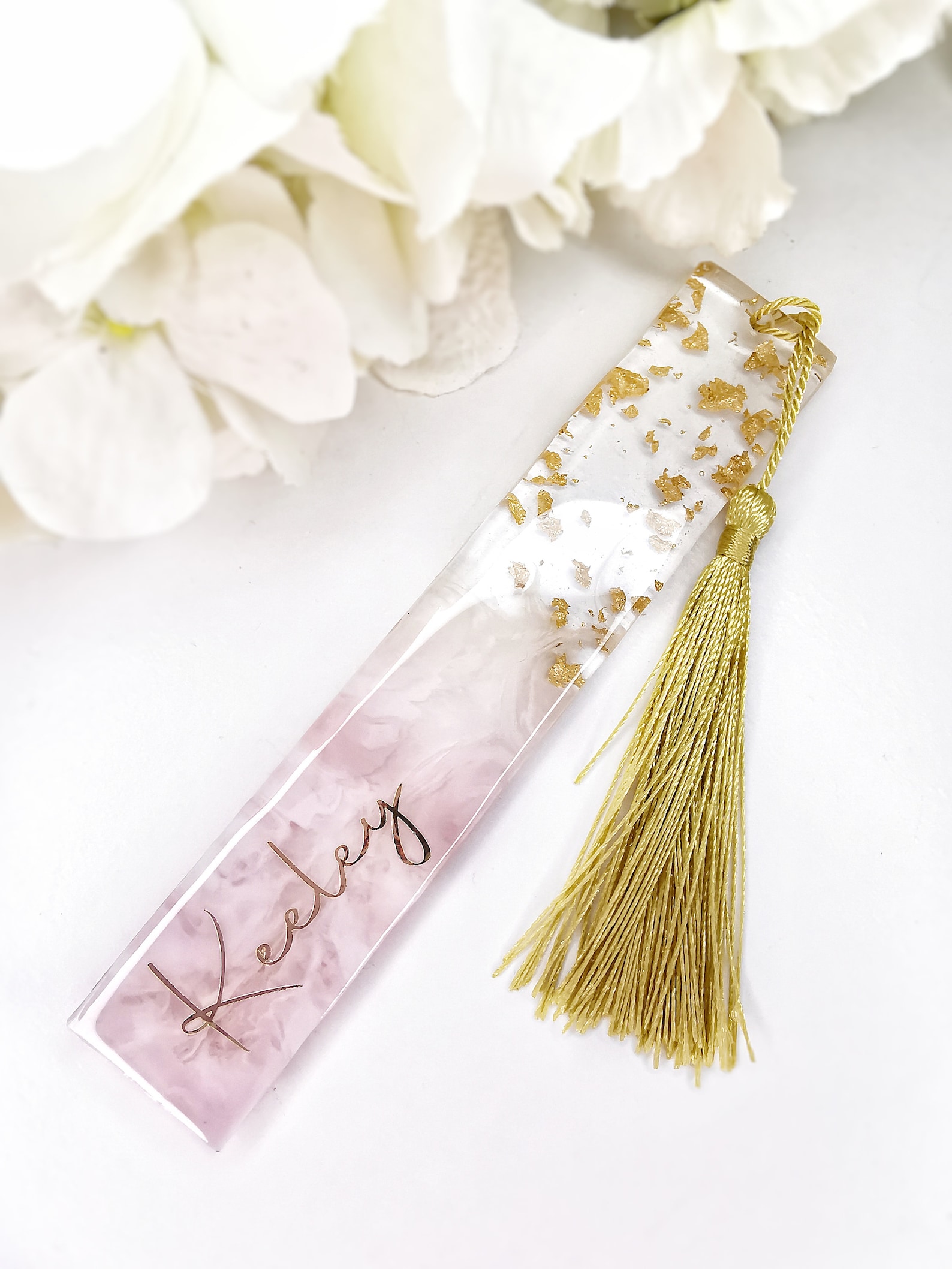 Pink and Gold Fully Customisable Bookmark With Tassel - Etsy