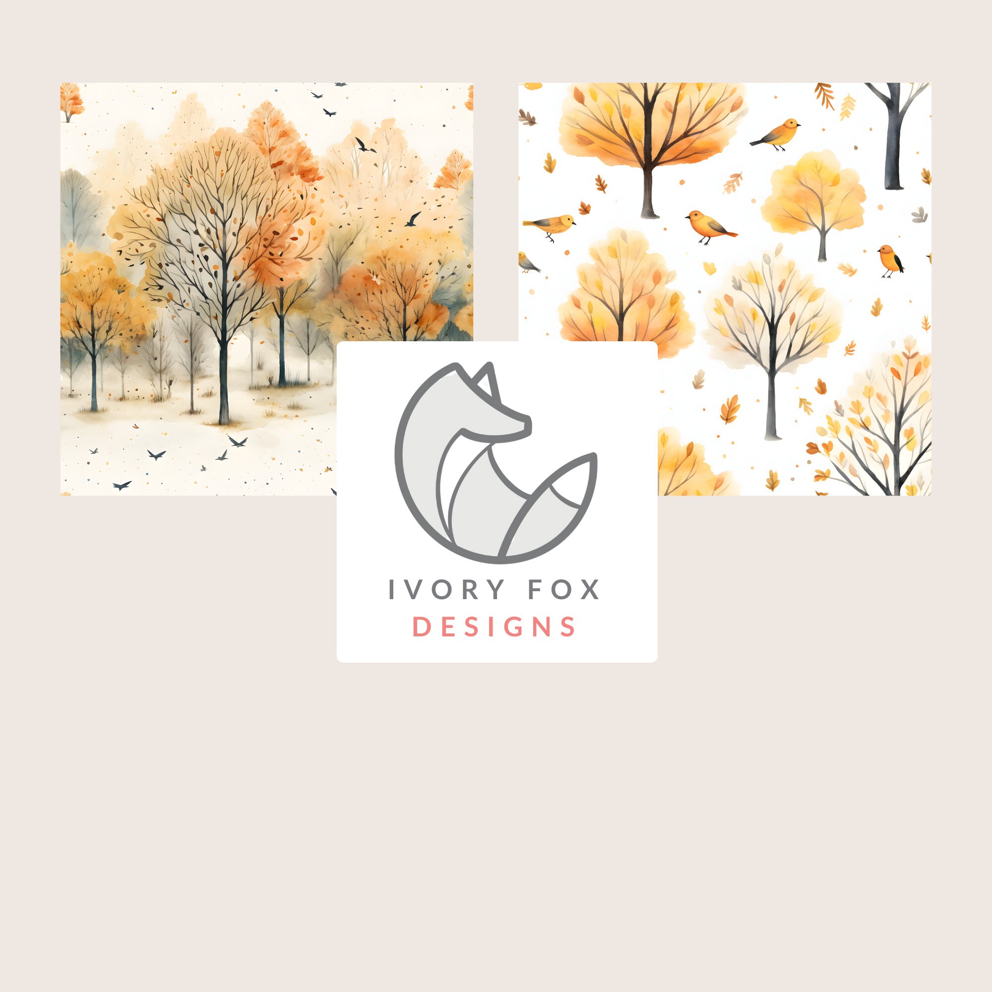 Fall Autumn Watercolor Trees Digital Seamless Patterns - 10 Designs ...