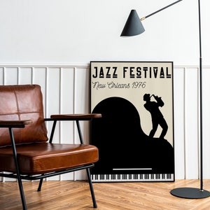 Jazz Festival Printable Wall Art, Jazz Festival Poster Print, Retro ...