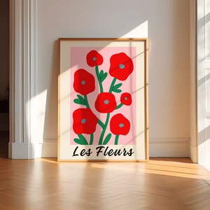 Les Fleurs Poster, Flower Printable Wall Art, Poppies Print, Botanical ...