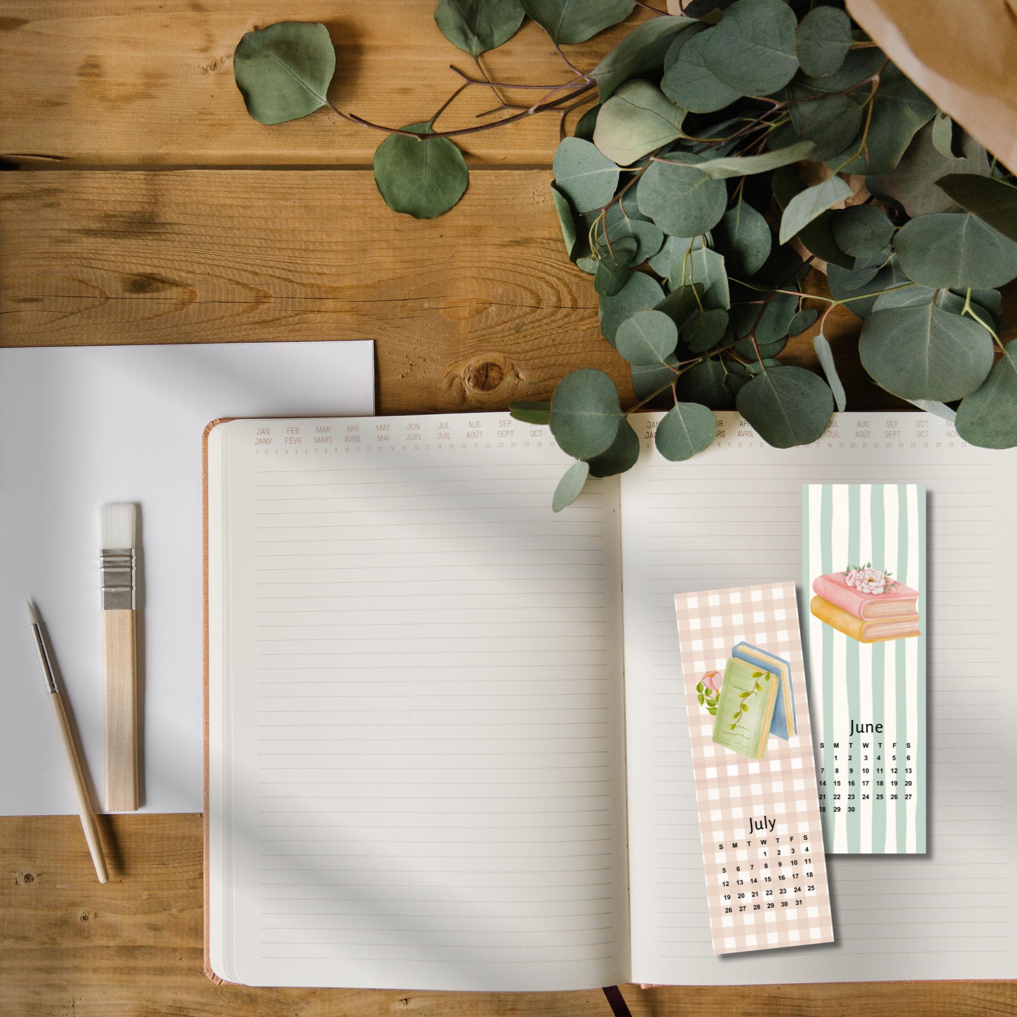 Bookmark Calendar 2026, Printable Pastel Bookmarks Set, Book Lover Gift ...