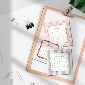 2026 Mini Preppy Calendar Cards: Square Monthly Cute Desk Calendar Set ...