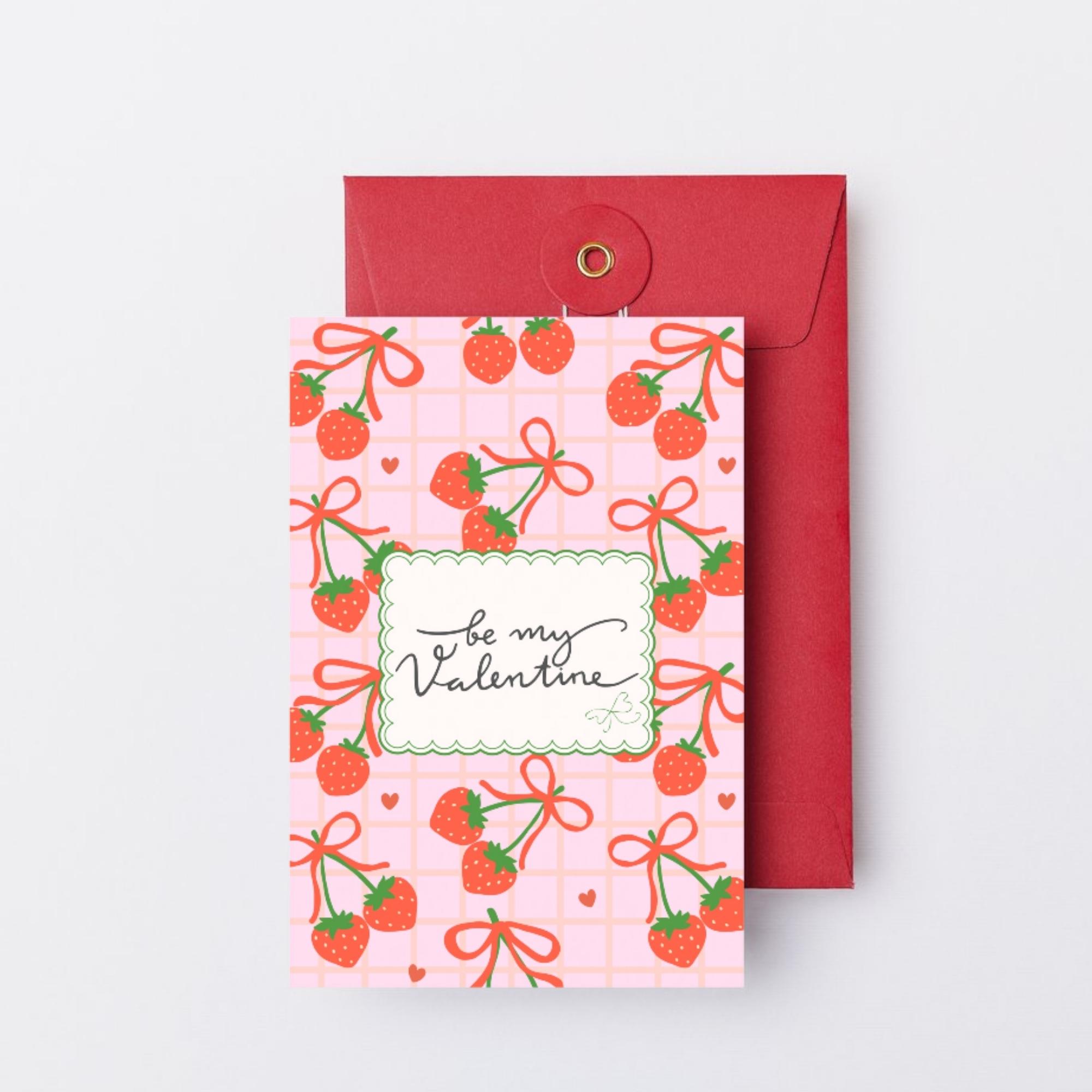 Valentine’s Day Greeting Card, Be My Valentine Card, Cherry Modern Gift ...