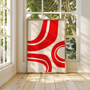 Abstract Red Printable Wall Art, Large Size Minimalist Print Download ...