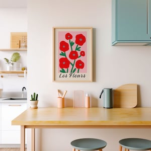 Les Fleurs Poster, Flower Printable Wall Art, Poppies Print, Botanical ...