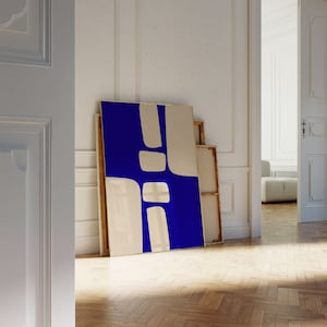 Royal Blue Minimalist Abstract Printable Wall Art, Bright Blue Modern ...