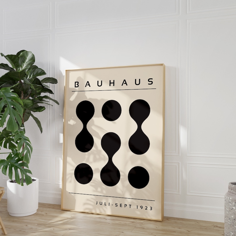 Black Bauhaus Printable Poster, Mid Century Modern Print, Retro Bauhaus ...
