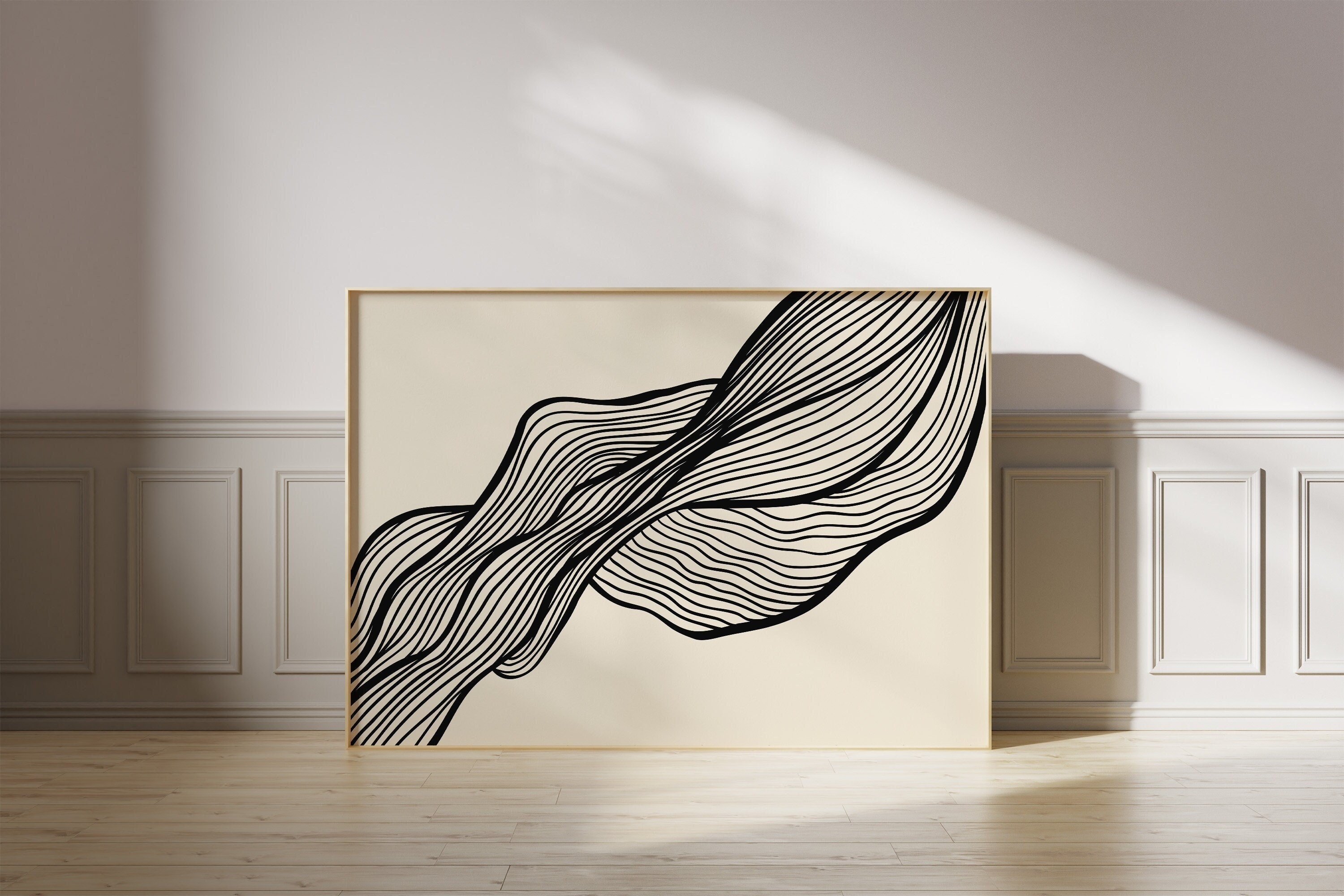Horizontal Abstract Black Line Printable Wall Art Large Size - Etsy