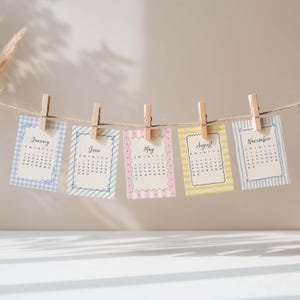 2026 Mini Preppy Calendar Cards: Monthly Cute Desk Calendar Set (PDF ...