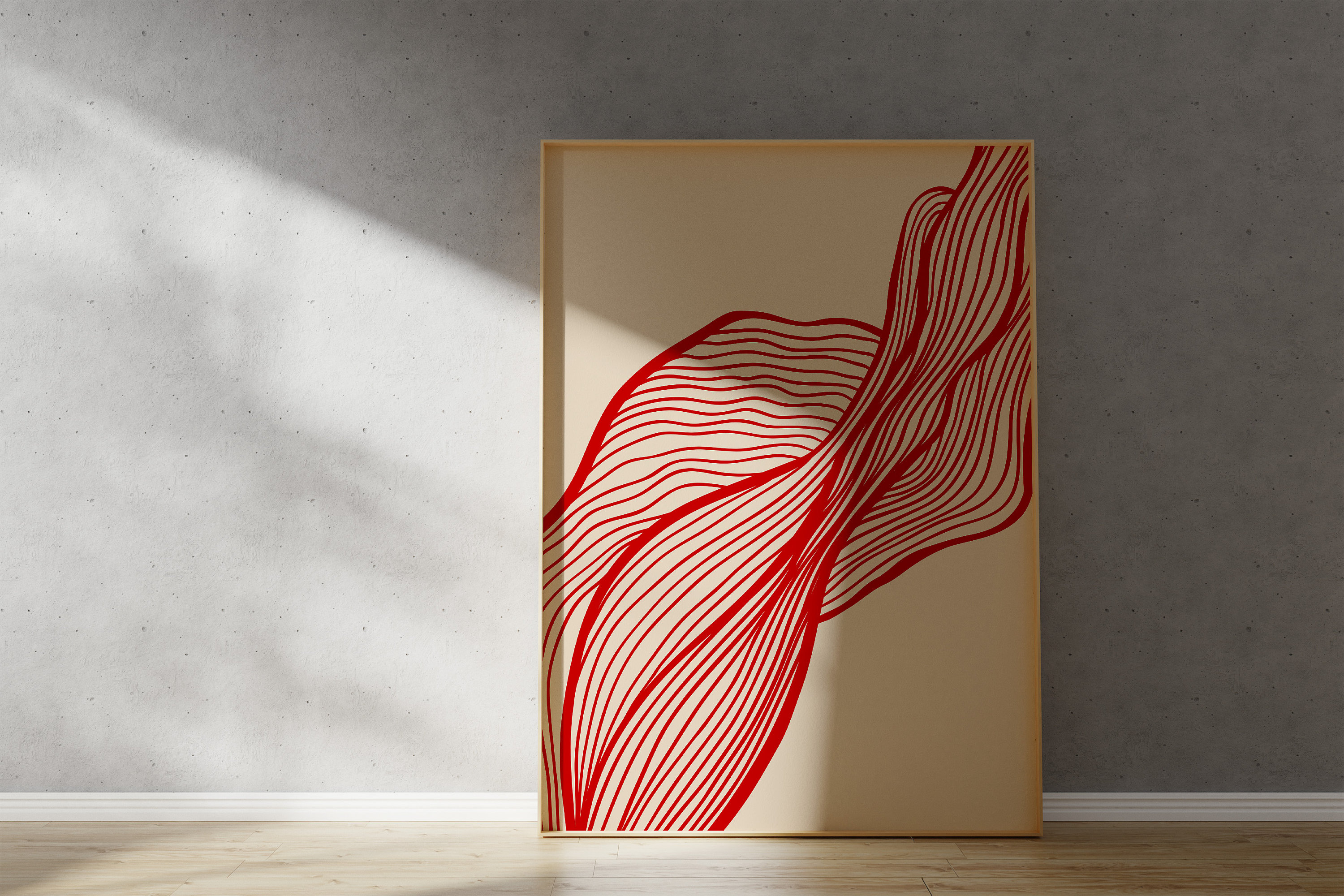 Abstract Red Line Printable Wall Art Large Size Minimalist - Etsy