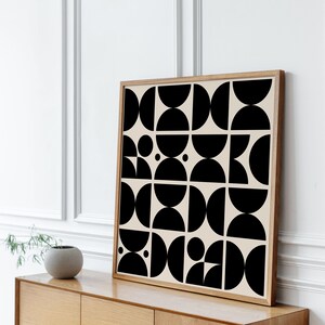 Black Minimalist Square Abstract Printable Wall Art, Modern Square Wall ...