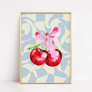 Cherry Poster Printable, Fruit Art Print, Kitchen Wall Art Print ...