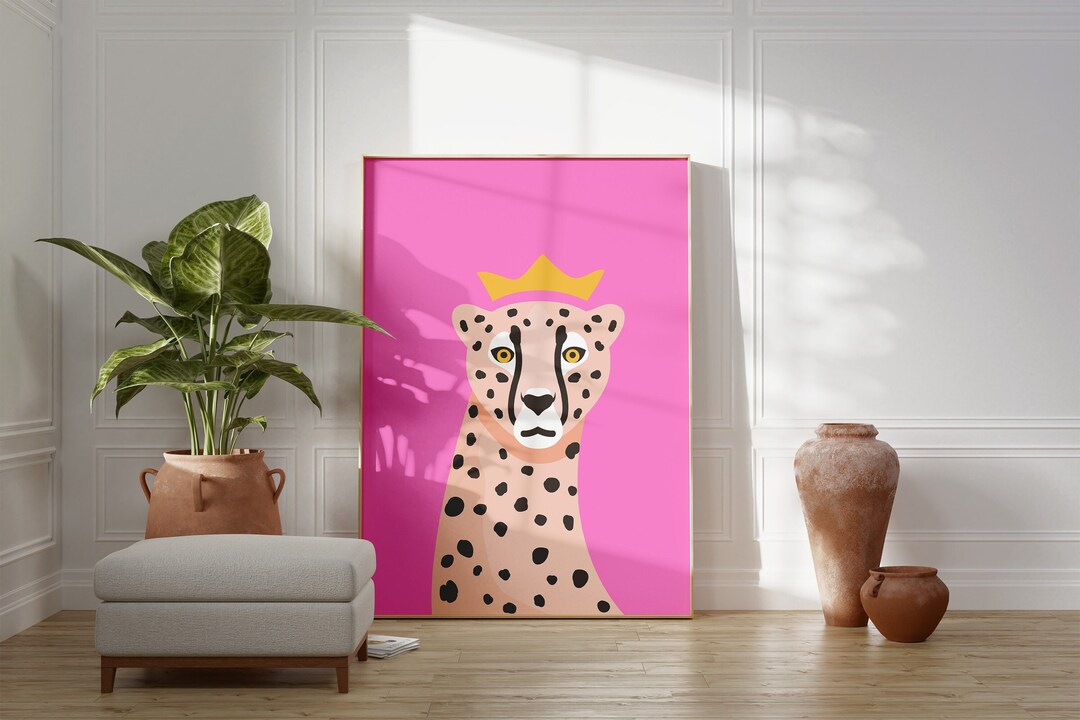 Hot Pink Cheetah Preppy Printable Wall Art, Preppy Room Decor, Bright ...