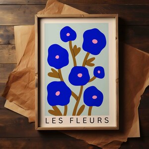 Les Fleurs Poster, Flower Printable Wall Art, Poppies Print, Botanical ...