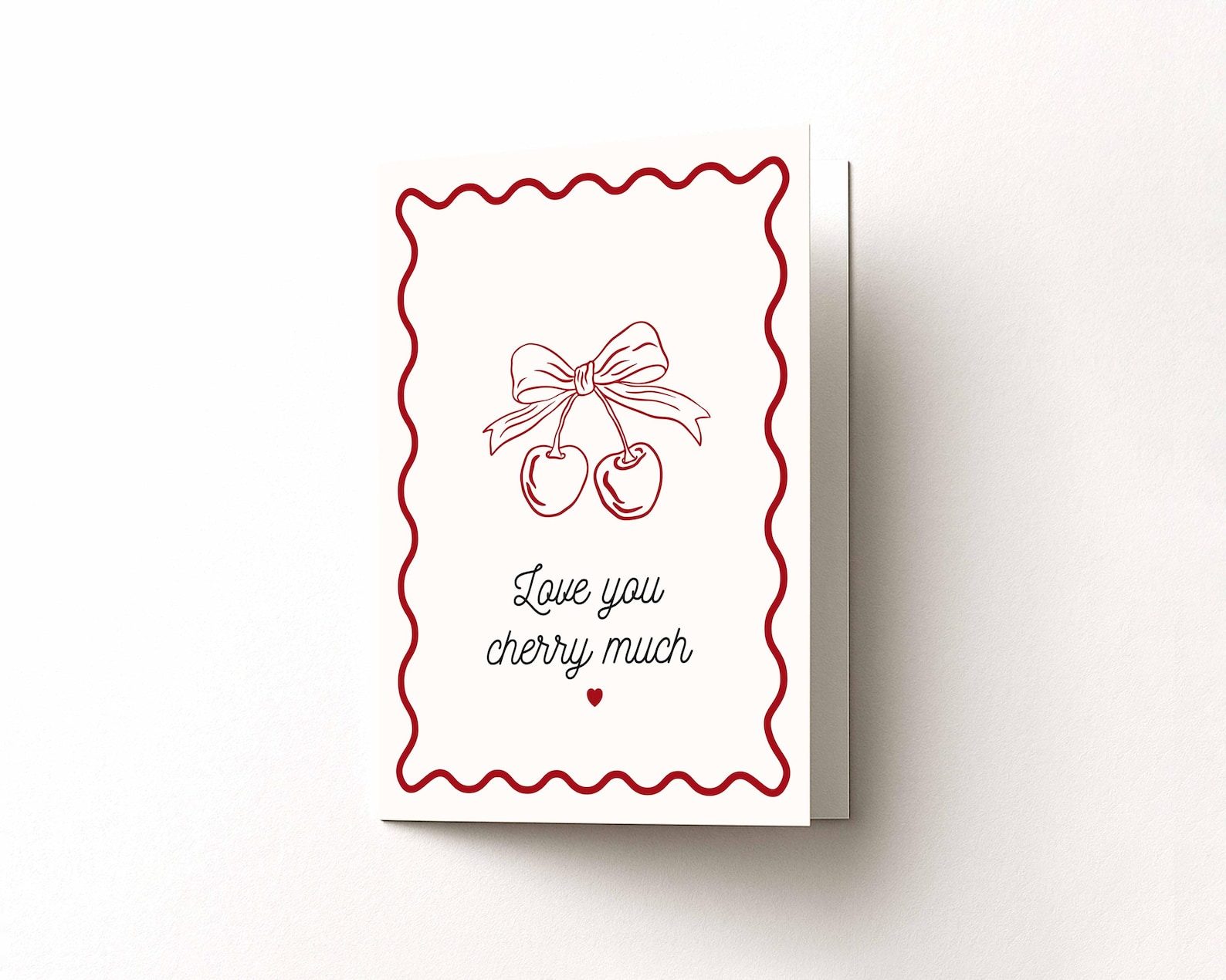 Valentine’s Day Greeting Card, Love You Cherry Much Card, Minimal ...