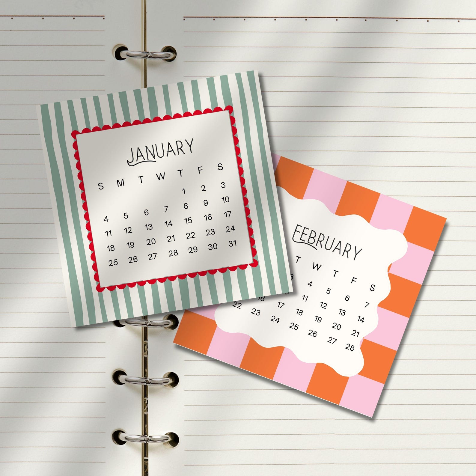 2026 Mini Funky Calendar Cards: Square Monthly Cute Desk Calendar Set ...