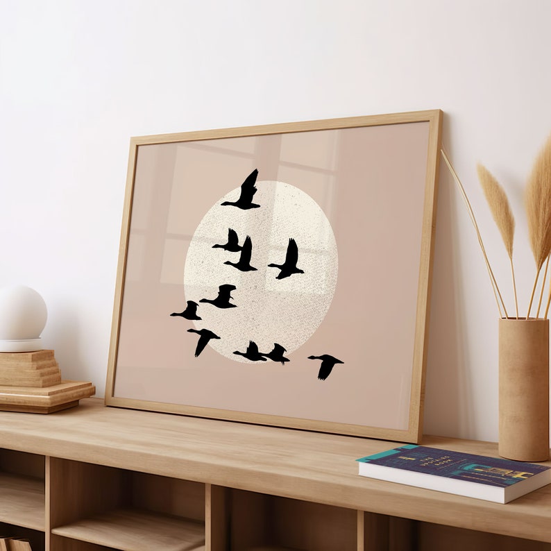 Horizontal Birds Printable Wall Art, Flying Birds Art Poster ...