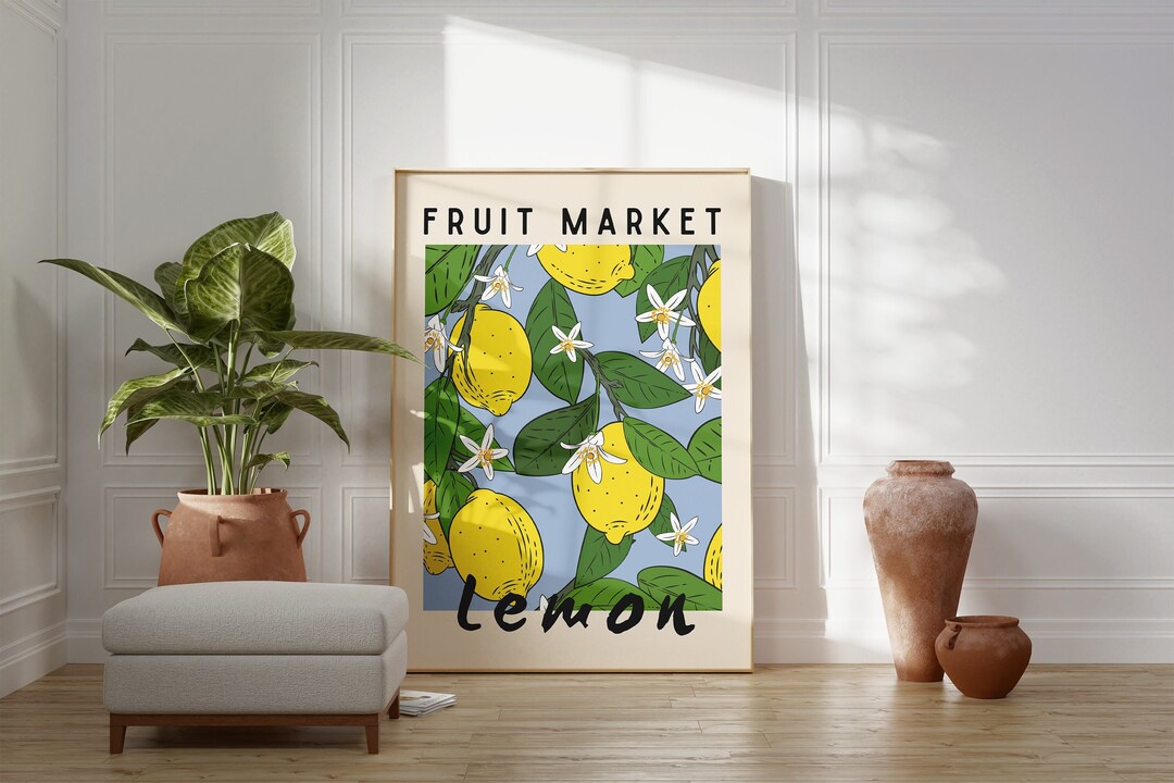 Lemon Fruit Printable Wall Art Fruit Market Print Lemon Tree Poster ...