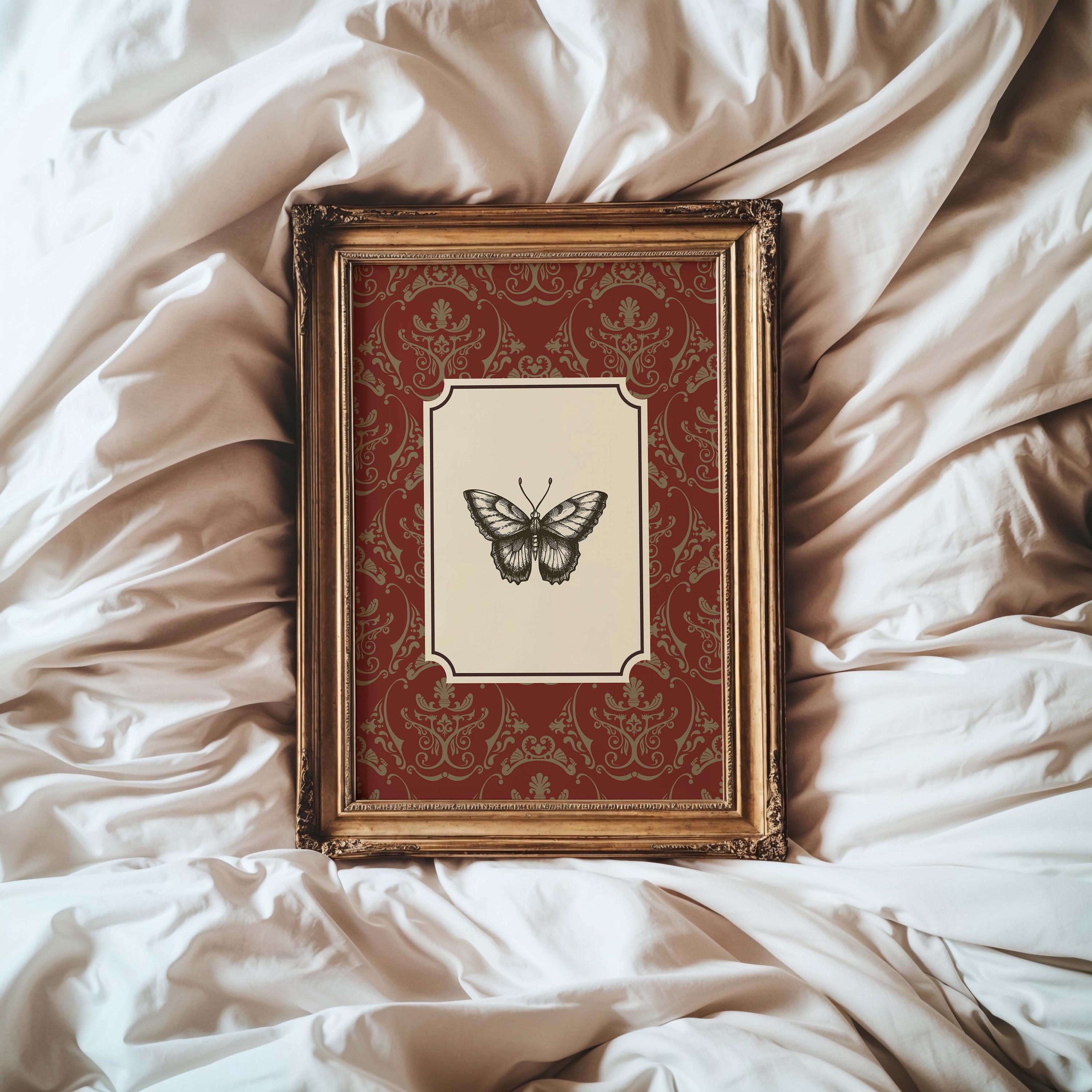 Vintage Style Butterfly Sketch Art Print: Cottagecore Farmhouse Decor ...