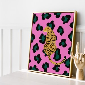 Hot Pink Cheetah Preppy Printable Wall Art, Preppy Room Decor, Bright ...