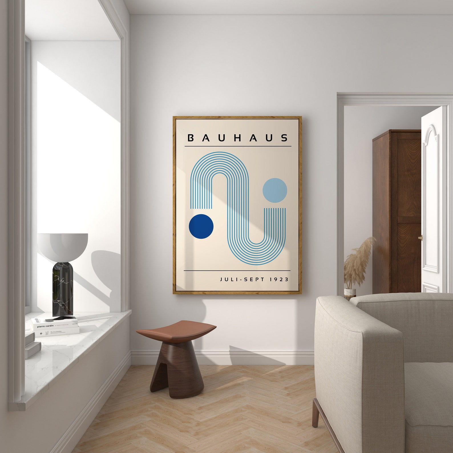 Blue Bauhaus Printable Wall Art Set of 3 Mid Century Modern - Etsy