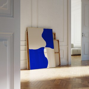 Royal Blue Minimalist Abstract Printable Wall Art, Bright Blue Modern ...