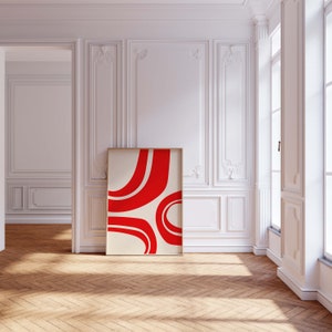 Abstract Red Printable Wall Art, Large Size Minimalist Print Download ...