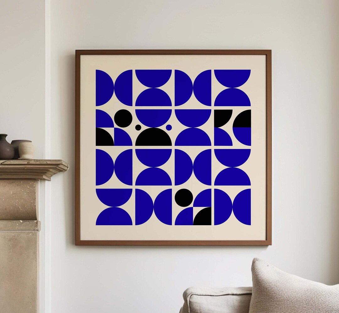 Royal Blue Minimalist Square Abstract Printable Wall Art, Modern Square ...