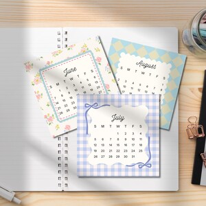 2026 Mini Preppy Calendar Cards: Square Monthly Cute Desk Calendar Set ...