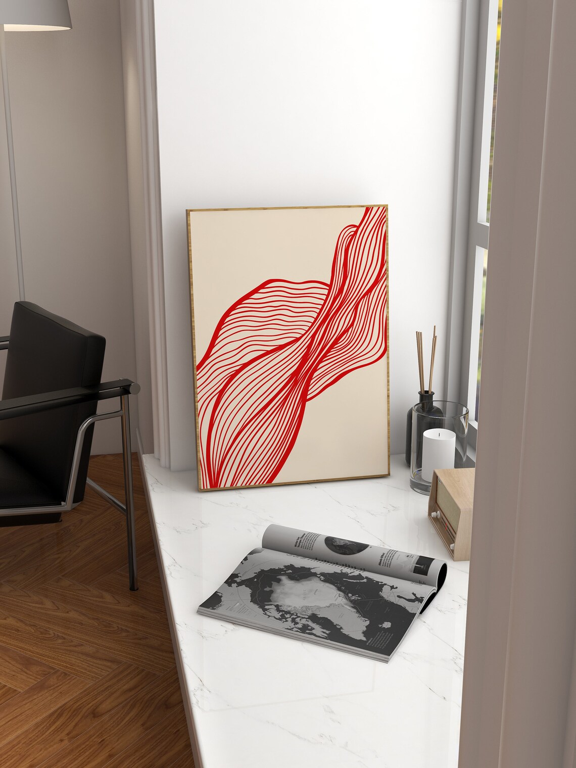 Abstract Red Line Printable Wall Art Large Size Minimalist - Etsy