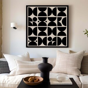 Black Minimalist Square Abstract Printable Wall Art, Modern Square Wall ...