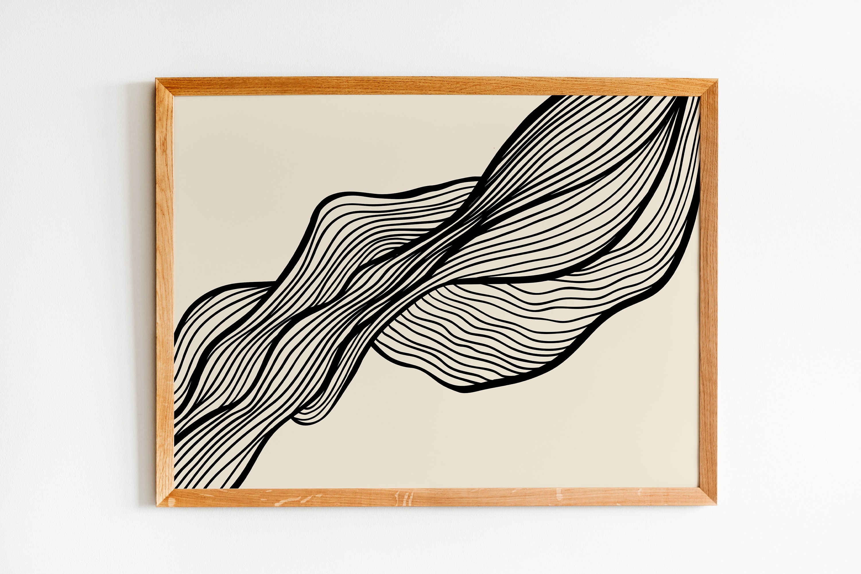 Horizontal Abstract Black Line Printable Wall Art Large Size - Etsy