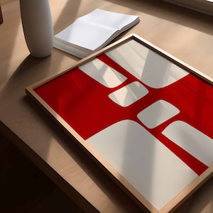 Red Abstract Art Print: Minimalist Geometric Poster (digital Download ...