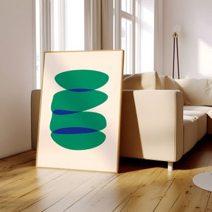 Green Minimalist Abstract Printable Wall Art, Green Blue Modern Art ...