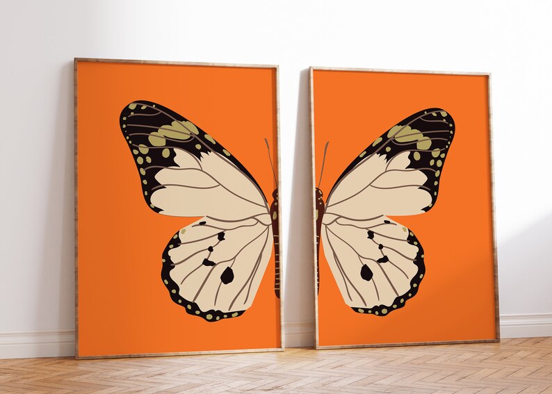 Butterfly Printable Wall Art Set of 2 Split Butterfly Art - Etsy