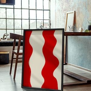 Abstract Red Printable Wall Art, Large Size Minimalist Print Download ...