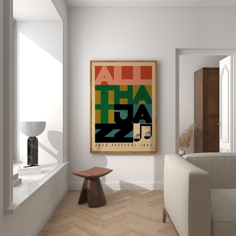 Jazz Festival Printable Wall Art, Retro Jazz Music Print Digital ...