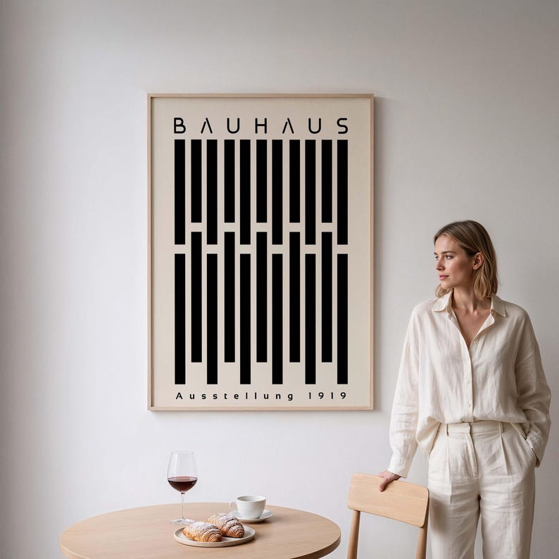 Bauhaus Ausstellung 1919 Poster Print: Minimal Geometric Stripe Design ...